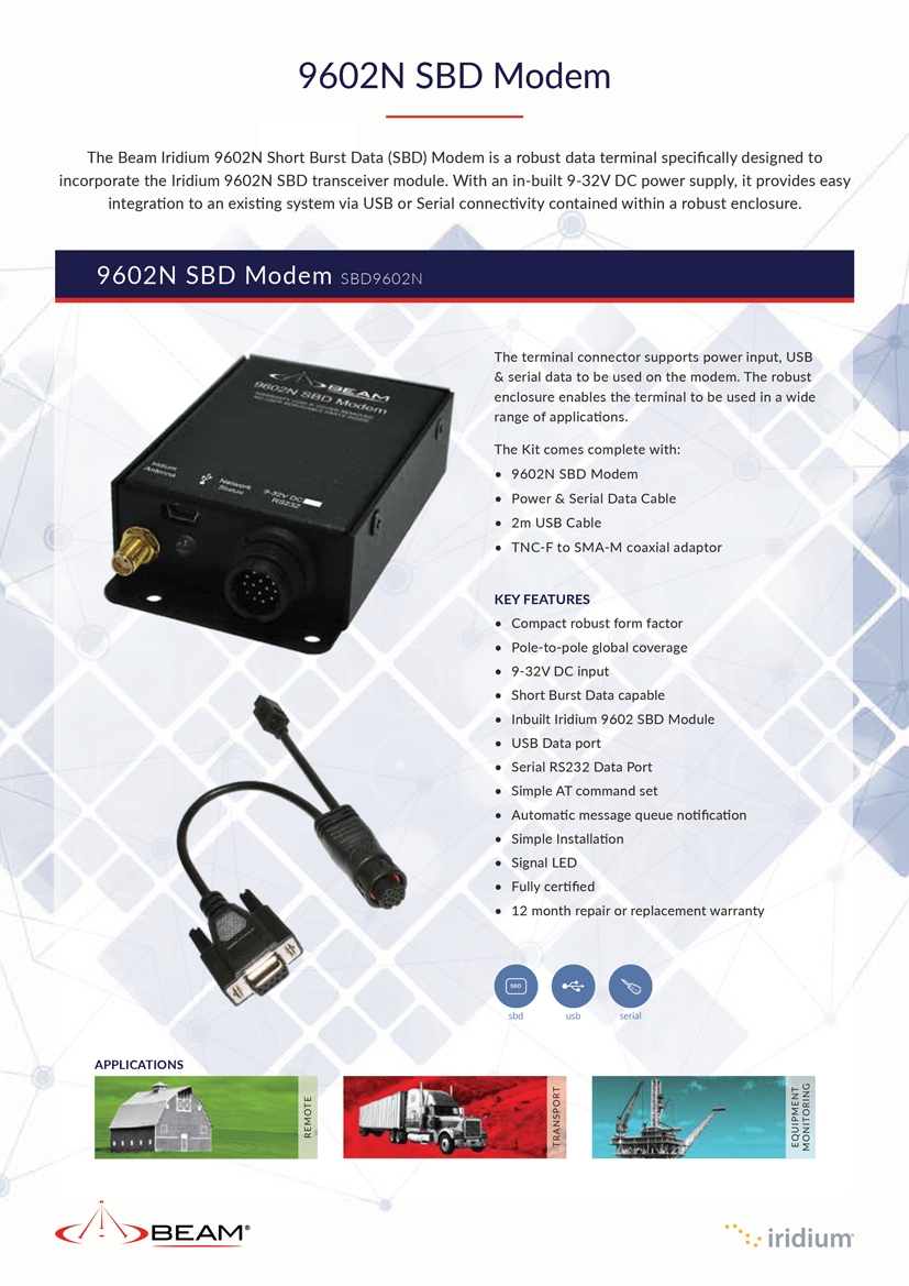 9602N SBD Modem - Beam